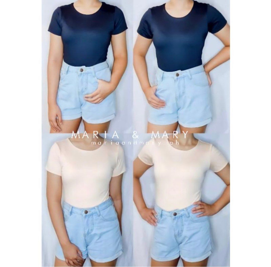 Bodysuit Tee Body Hugging (Bone Color), Women's Fashion, Undergarments ...