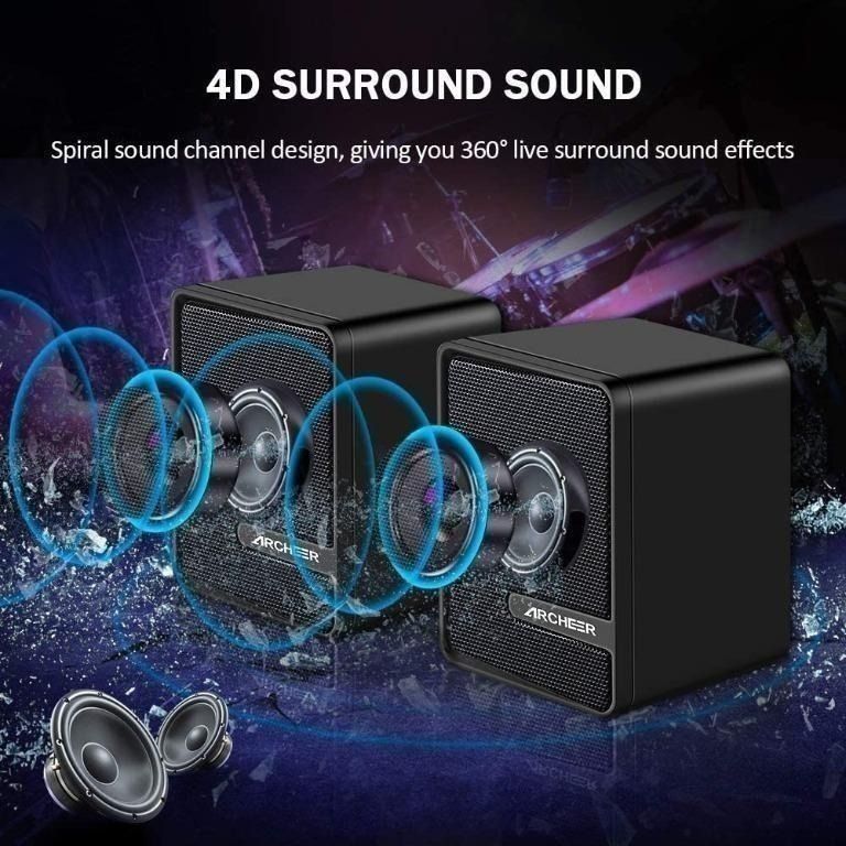 [C1307] Computer Speakers RGB Gaming Speakers, Wired PC Stereo Speakers ...