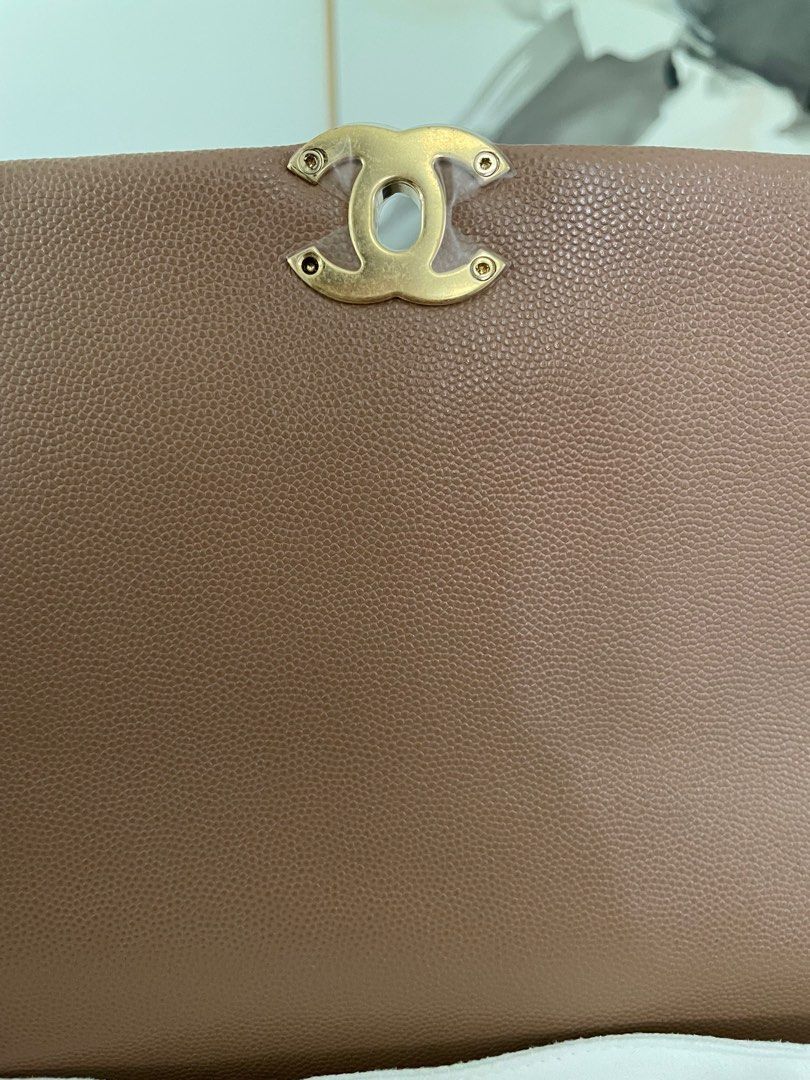 Chanel 22k Coco First Small Flap Bag in Beige Caviar Leather, Luxury ...