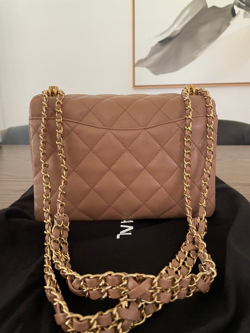 Chanel 22k Coco First Small Flap Bag in Beige Caviar Leather, Luxury ...