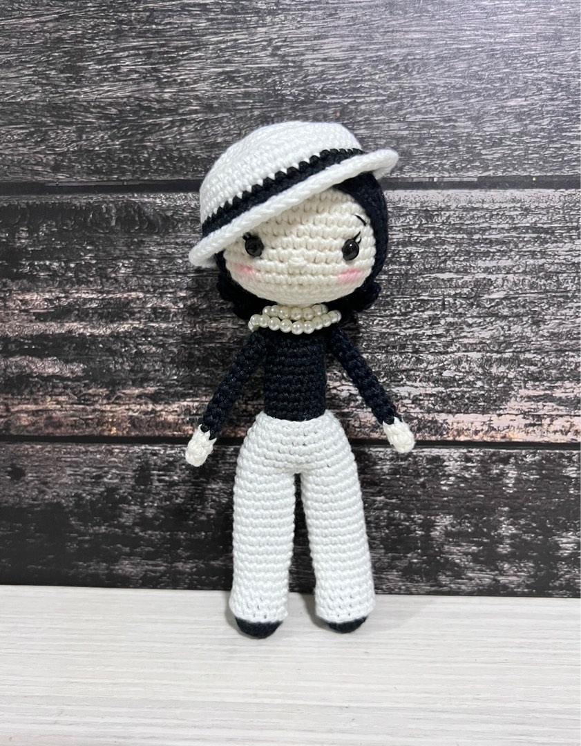 Coco Chanel Handmade Crochet Doll Girl Pearl Black and White, Hobbies ...