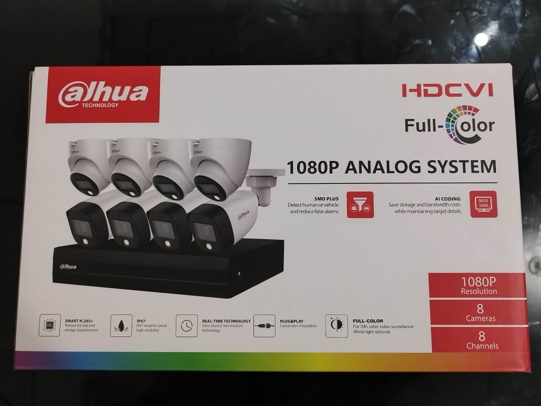 Dahua FULL-COLOR with MIC Kit 8 Channel CCTV Package (4 Dome, 4 Bullet) 2MP Plug and Play CCTV ...