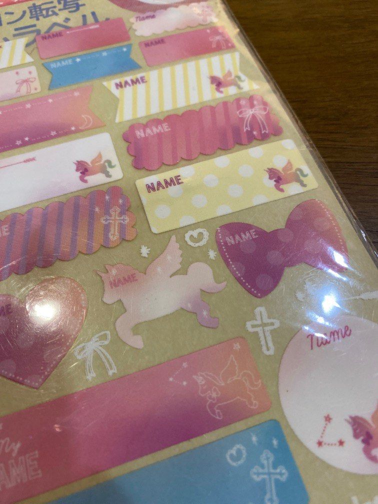 Daiso unicorns name sticker, Hobbies & Toys, Collectibles & Memorabilia ...