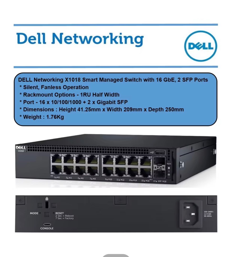 Dell Networking X1018 Smart Web Managed Switch KF Comtech, Computers ...
