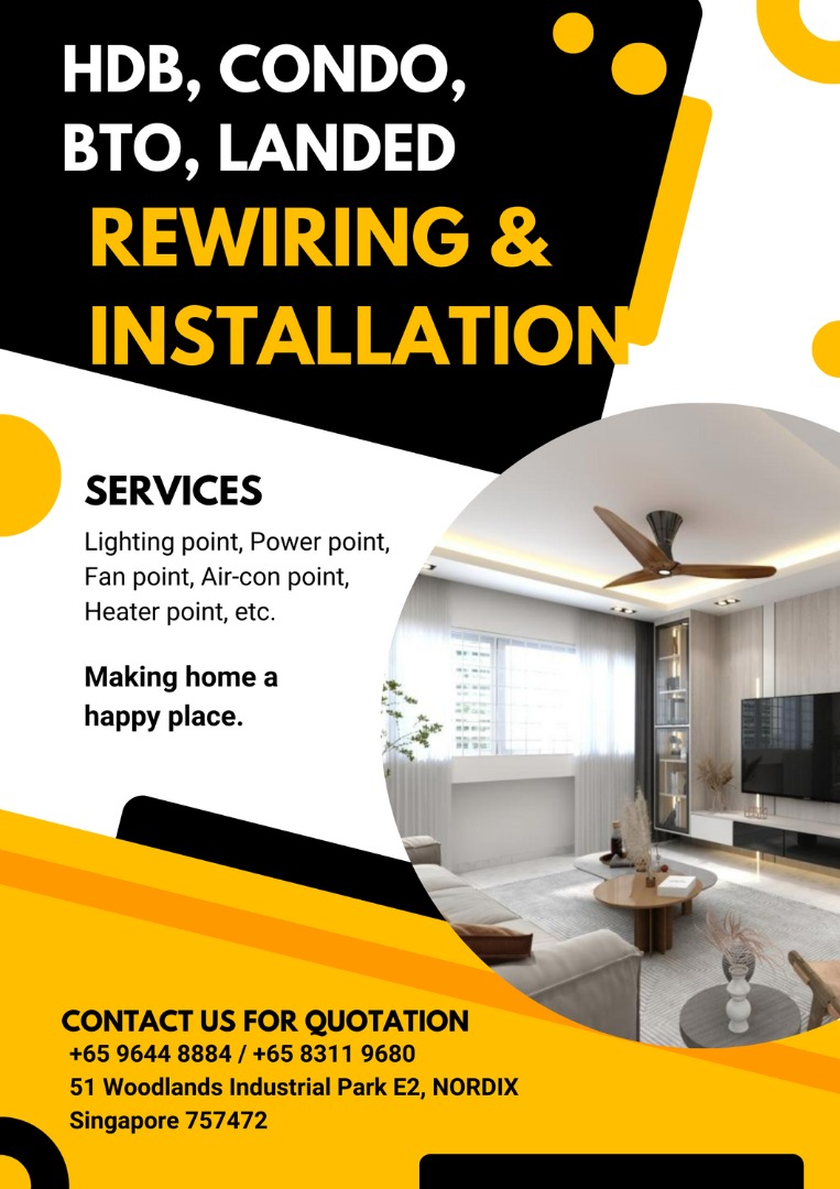 Electrical Re-wiring Services - Whole HDB Package, Home Services ...
