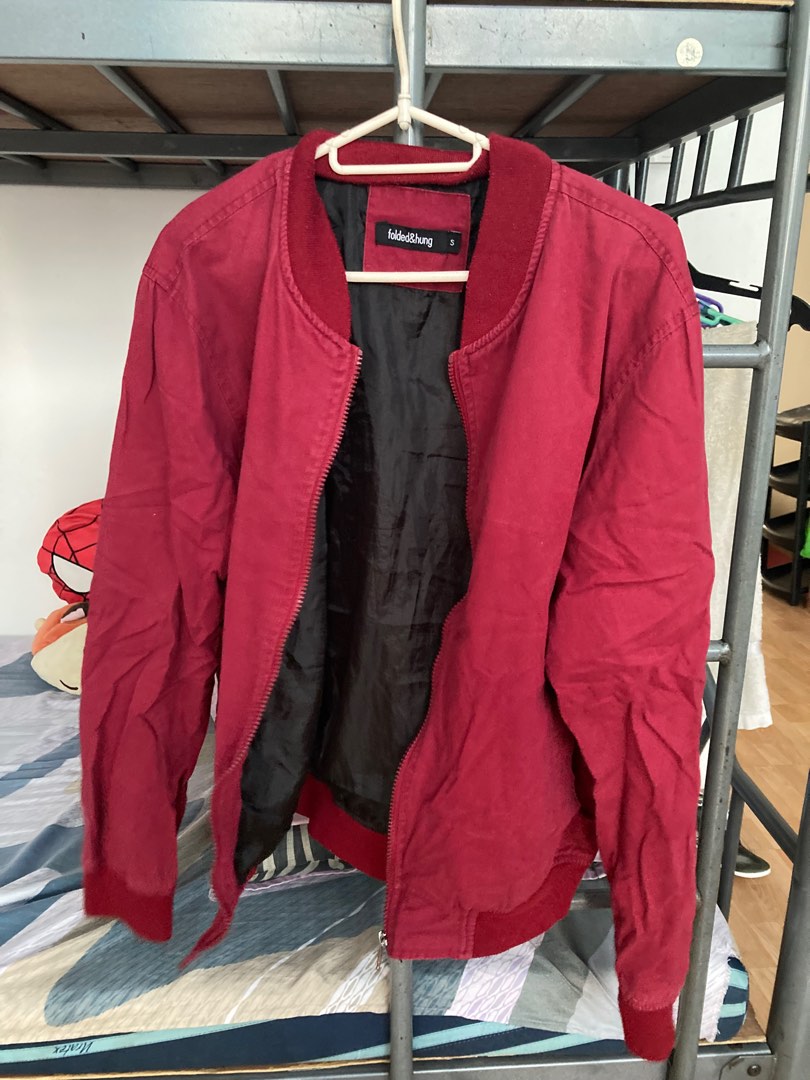 Folded & Hung Bomber Jacket (Red) on Carousell