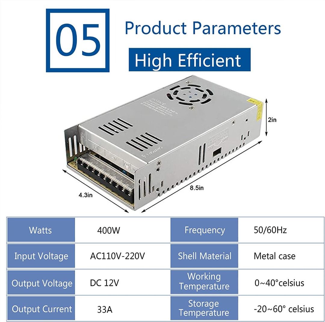 H5260 GALYGG 12V 33.3A Power Supply, 400W LED Driver Universal ...