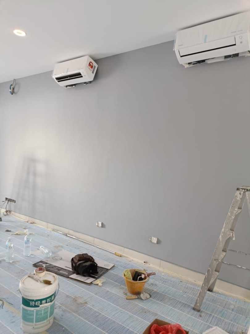 HACKING CONCEAL AIRCOND Pipe Electrical Wiring plaster Ceiling painting ...