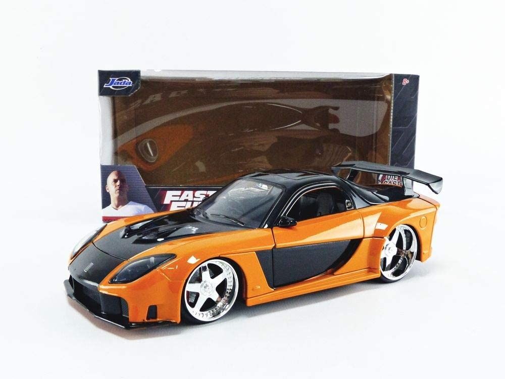 Han's Mazda RX-7 Orange and Black Fast & Furious Movie 1/24 Diecast Model Car by Jada Tokyo ...