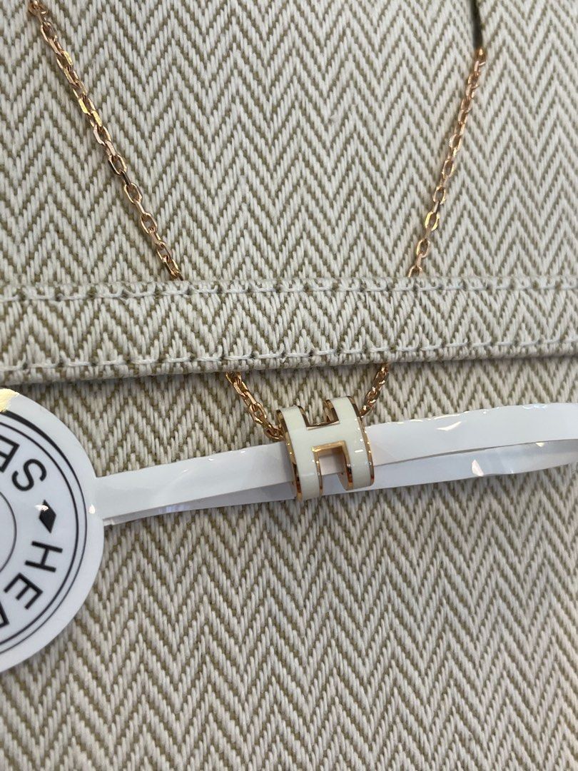 Hermes Mini Pop H Pendant | RoseGold-White, Luxury, Accessories on ...
