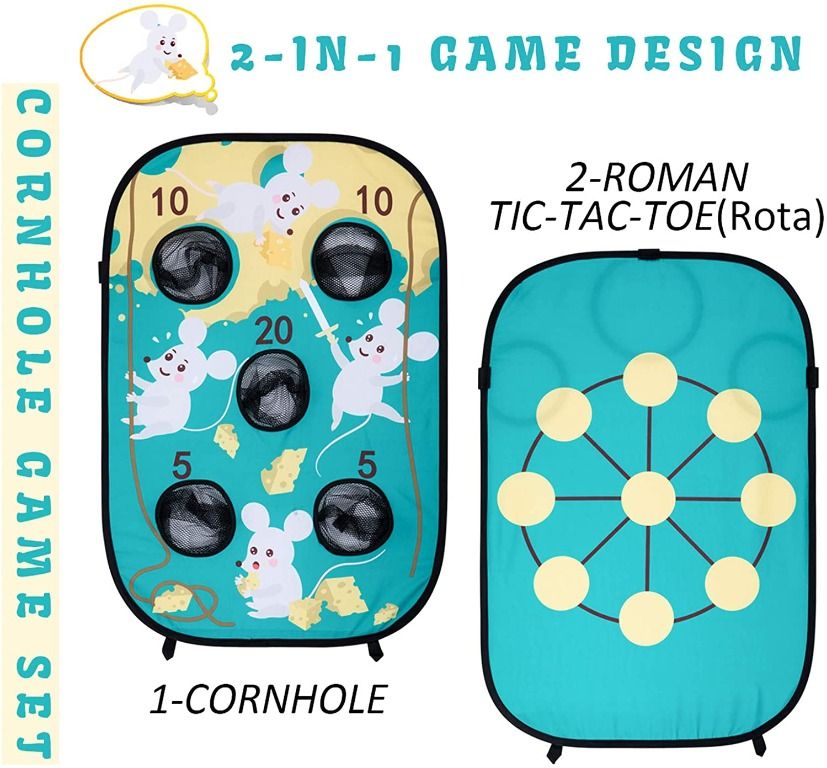 Himal Collapsible Portable 5 Holes Game Set Bounce Bean Bag Toss Game ...