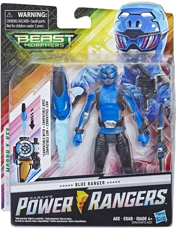 (HOT) Hasbro Power Rangers Beast Morphers Blue Ranger 6" Action Figure ...