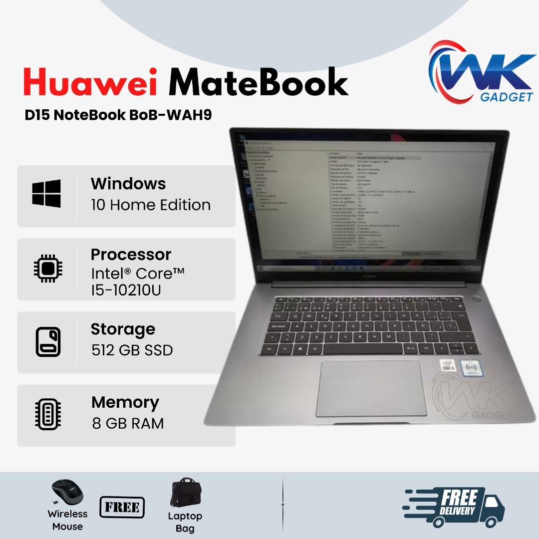 Huawei MateBook D15 NoteBook(BoB-WAH9)(Intel I5-10210U)(8GB/512GB SSD ...