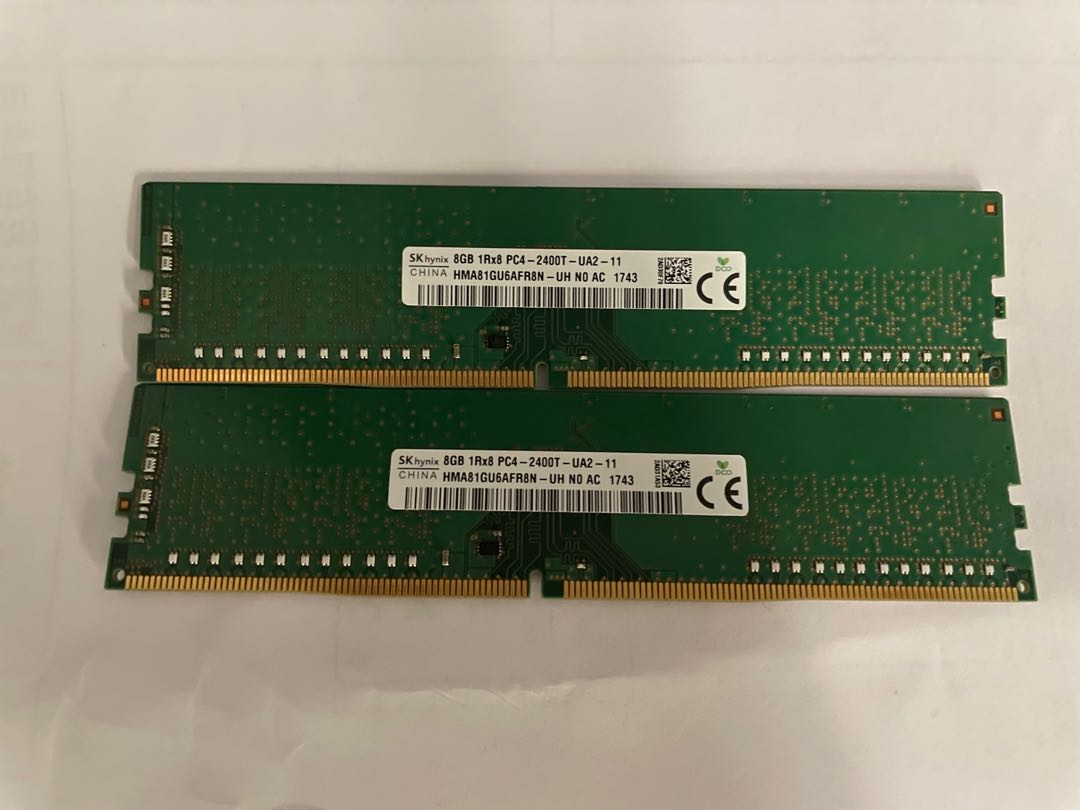 Hynix DDR4 2400 8G pair (16G) DIMM Desktop Ram, 電腦＆科技, 電腦周邊及配件, 電腦周邊產品 ...