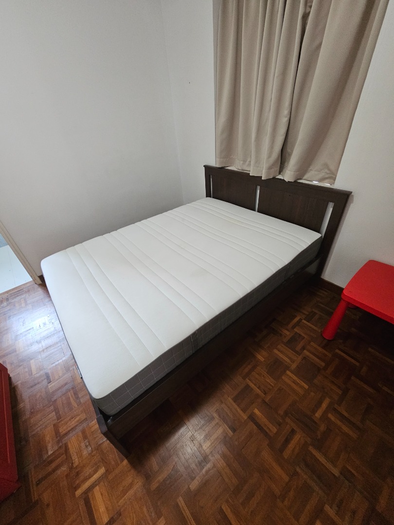 Ikea NEVER USED QUEEN SIZE BED - mattress included, Furniture & Home Living, Furniture, Bed ...