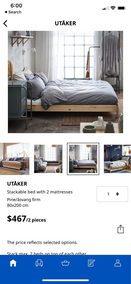 IKEA stackable bed with mattresses (UTAKER), Furniture & Home Living ...