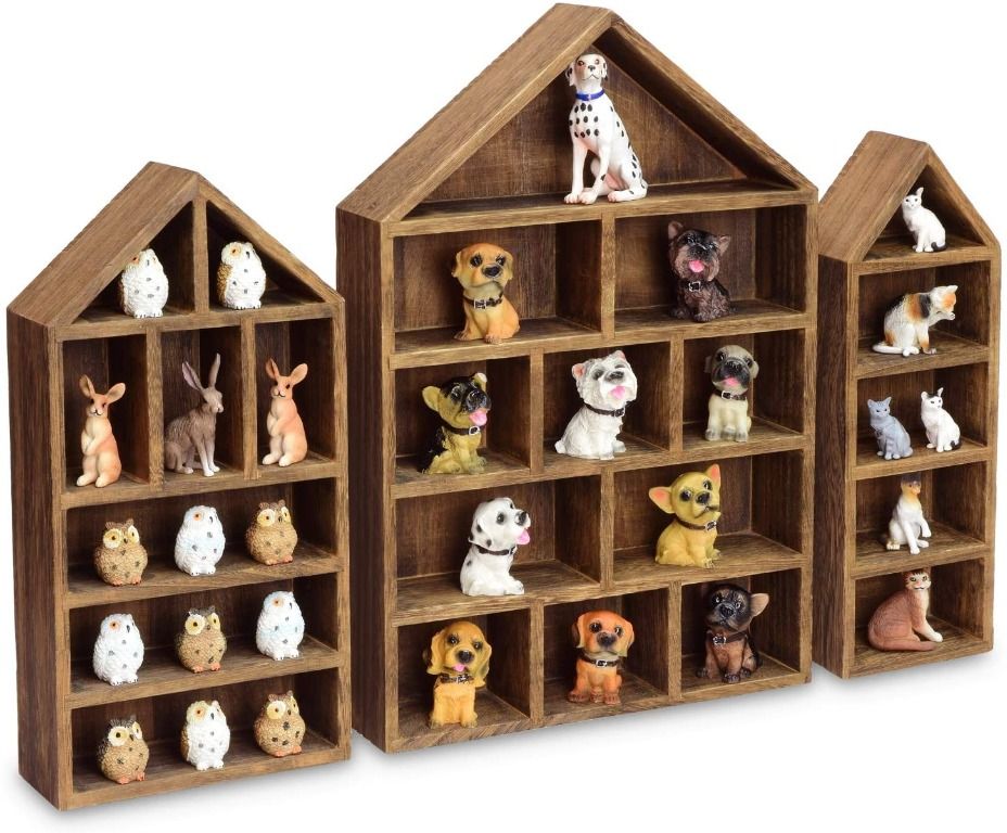 Ikee Design House-Shaped Wooden Shadow Cubby Box Display Shelf for Mini ...