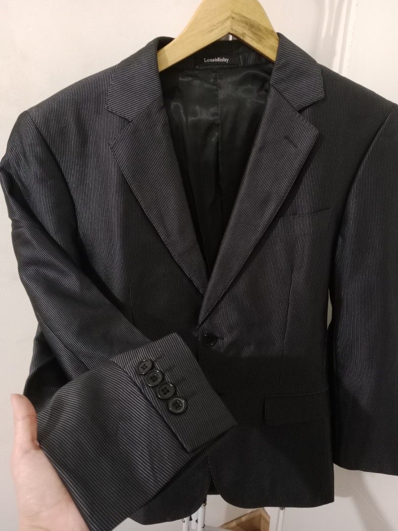 JAS PRIA TAILORED MADE CARCOAL BLACK STRIPE MEN SUIT FURING FORMAL ...