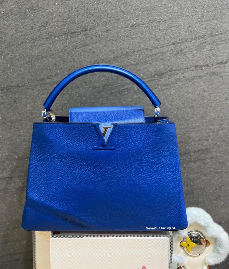 Louis Vuitton Capucines MM Royal Blue Taurillon Leather Bag, Luxury ...