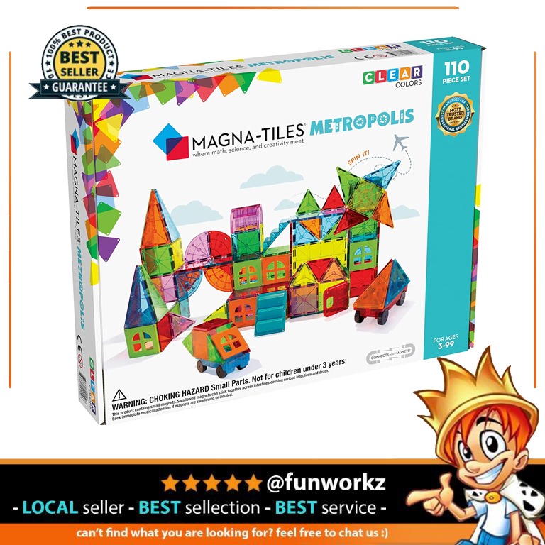 Magna Tiles Metropolis Set (110 Piece) magnet building games, Hobbies ...