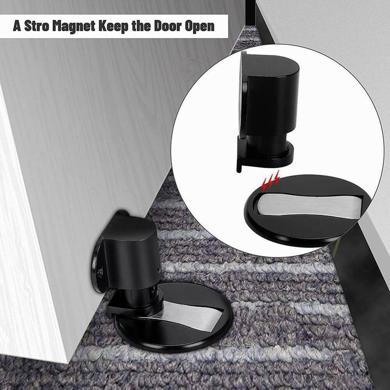 Magnetic Metal Door Stopper Heavy Duty No Sliding Doorstop Wedge ...