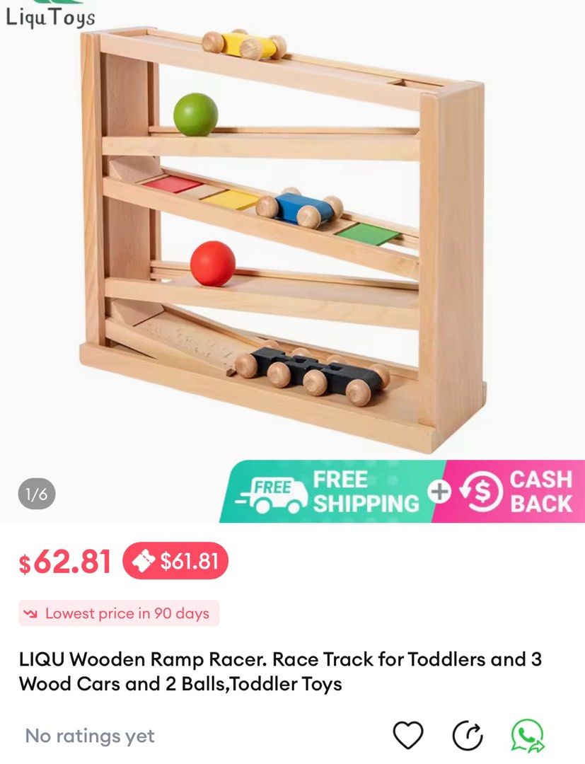 Montessori wooden ramp racer, Babies & Kids, Infant Playtime on Carousell