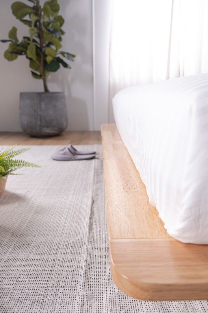 Muji Style Bed Frame (Queen) - Solid Rubberwood, Furniture & Home ...