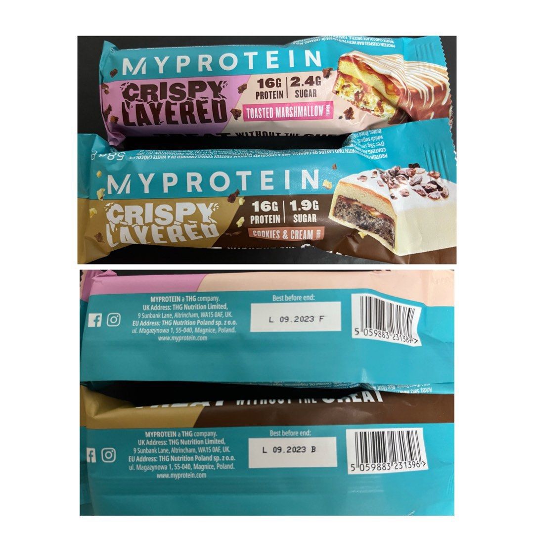 MyProtein Crispy Layered Bar, Health & Nutrition, Health Supplements ...