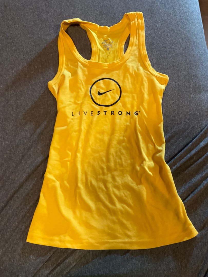 Nike live strong yellow razorback active athletic wear dri fit top ...