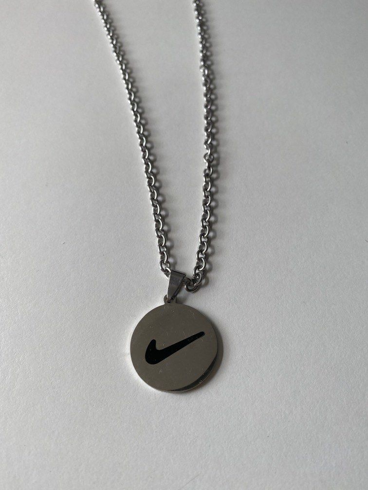 nike logo pendant silver necklace, Women's Fashion, Jewelry ...