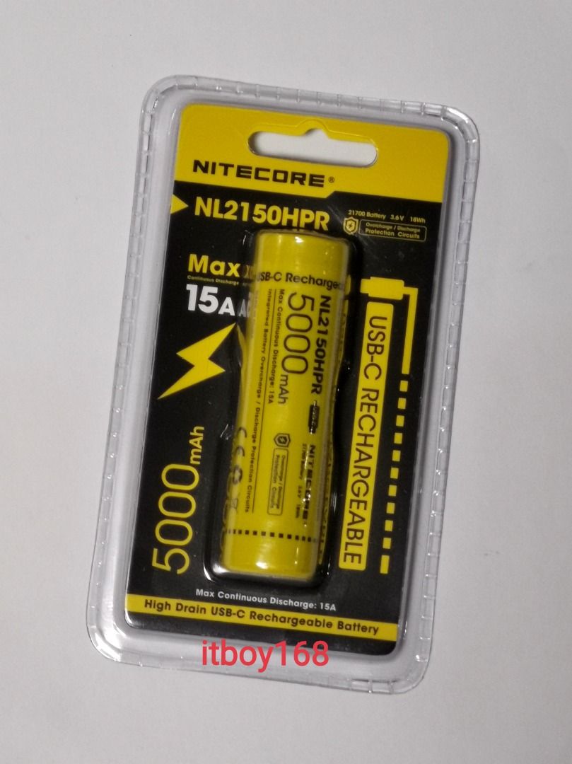 Nitecore NL2150HPR Li-ion 21700 rechargeable battery, 5000mAh, max. 15A ...
