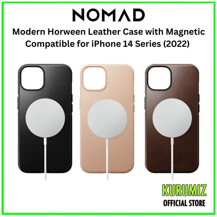 NOMAD Modern Horween Leather Case for iPhone 14 Series (2022) with MagSafe Compatible, Mobile ...