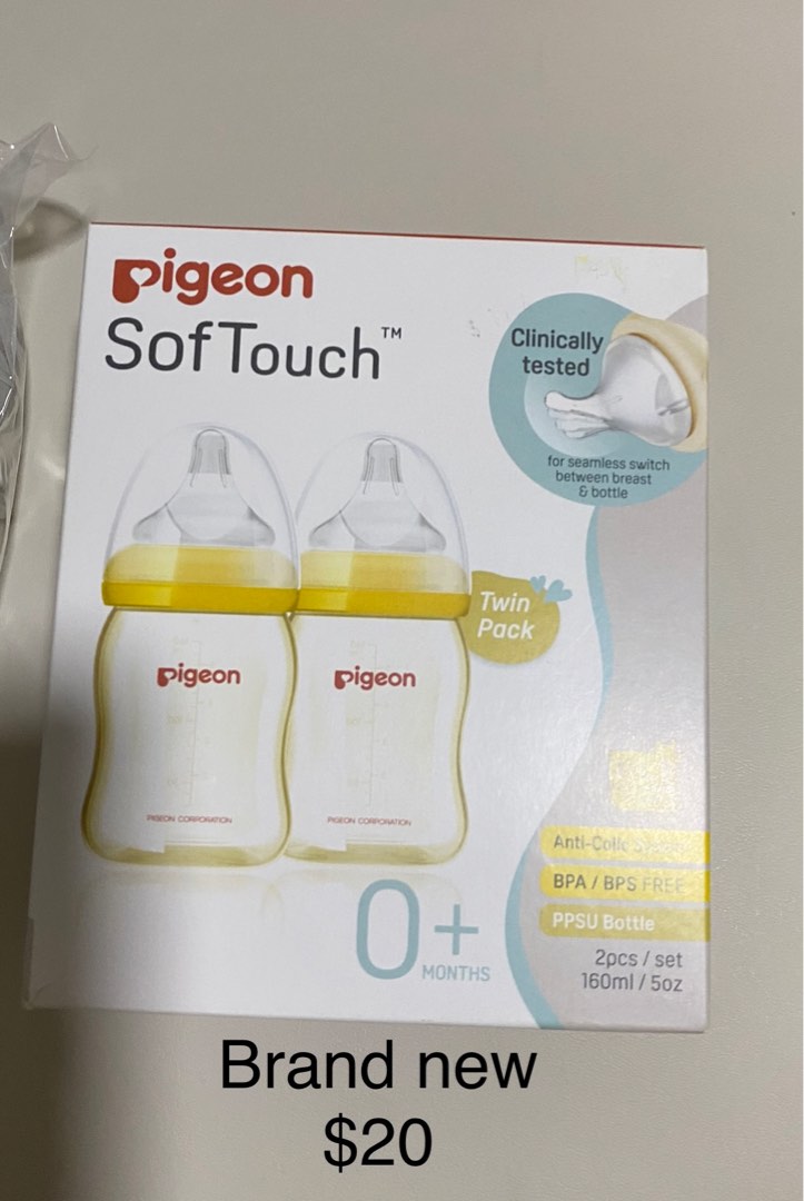 Pigeon softouch 160ml twin pack, Babies & Kids, Nursing & Feeding, Breastfeeding & Bottle ...