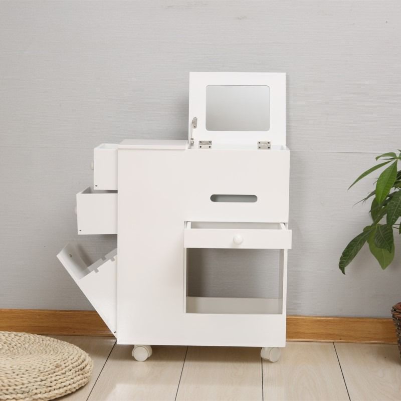 Portable Dressing Table Mobile Mirror Storage Cabinet Organizer with ...