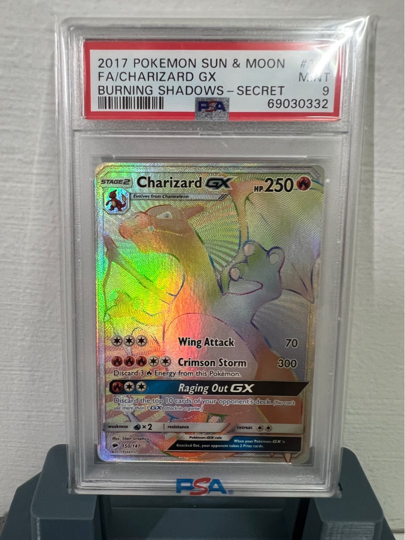 PSA 9 Charizard GX 150/147 Rainbow Hyper Secret Rare Burning Shadow ...
