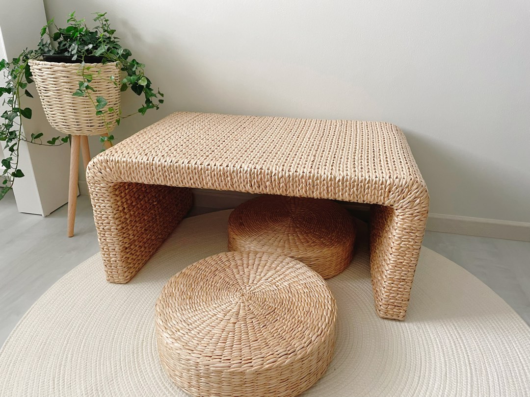 Rattan Coffee/Tea Table & 2 Rattan Seats, Furniture & Home Living ...