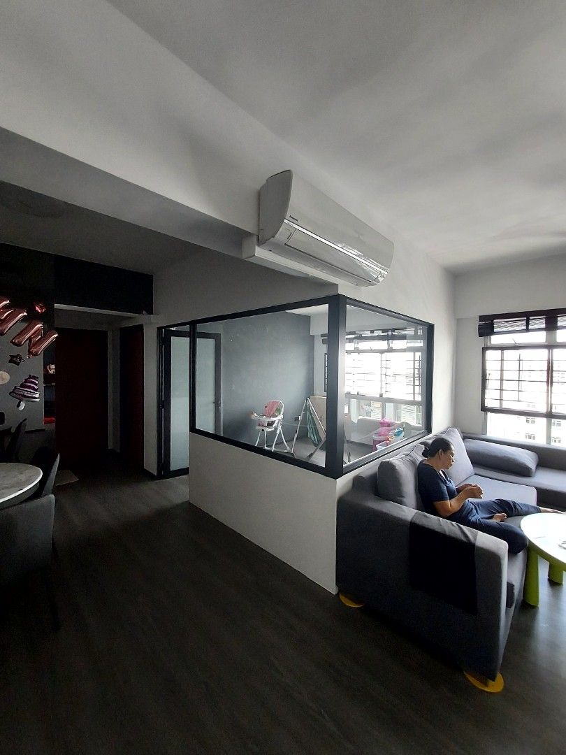 Renovation partition cornice gypsum false ceiling tempered glass mirror ...