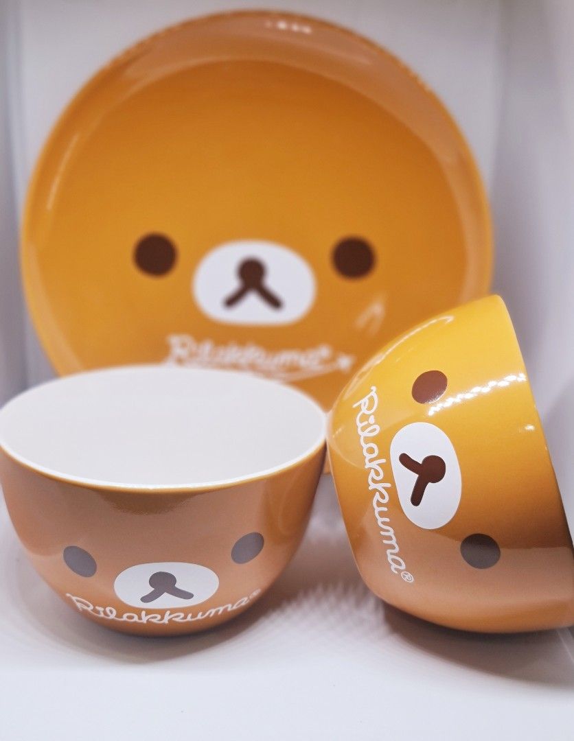 Rilakkuma Plate and Bowls Set, Furniture & Home Living, Kitchenware ...