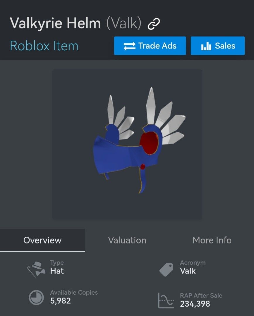 Roblox Demand Limited - Valk, Video Gaming, Gaming Accessories, In-Game ...