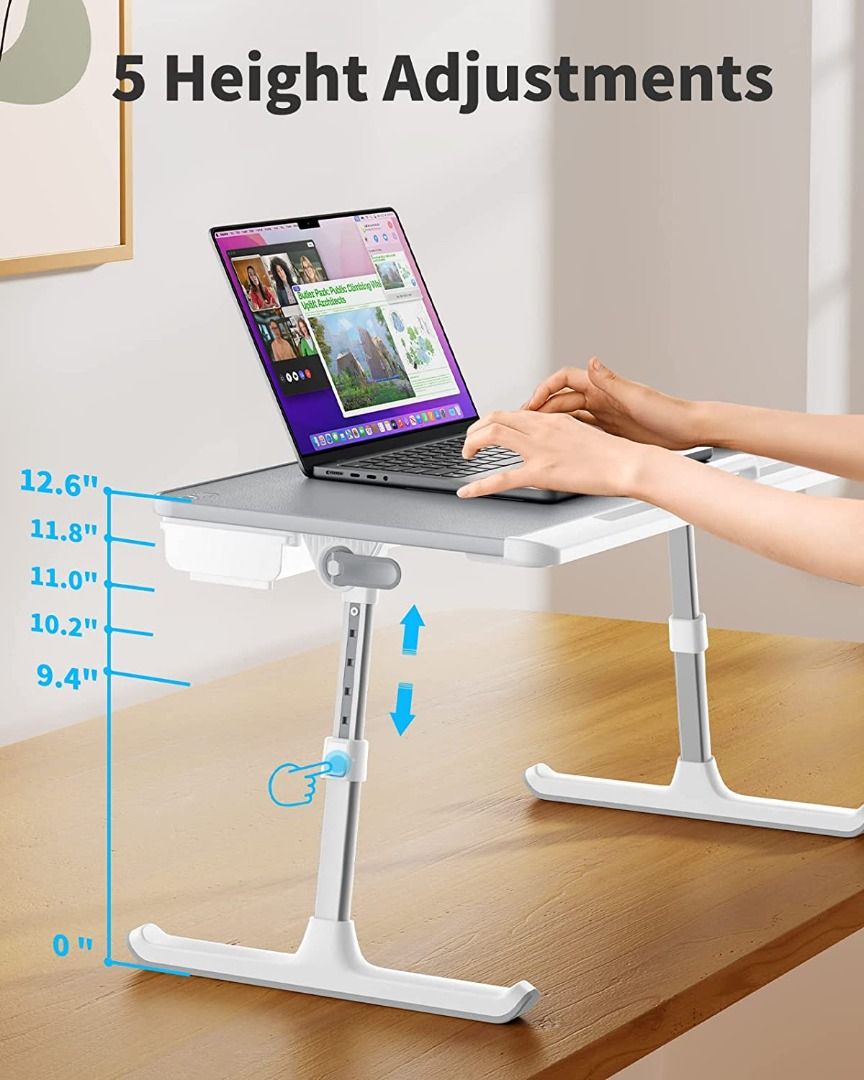 SAIJI K7M Foldable Laptop Table with Drawer/Storage. Portable and ...