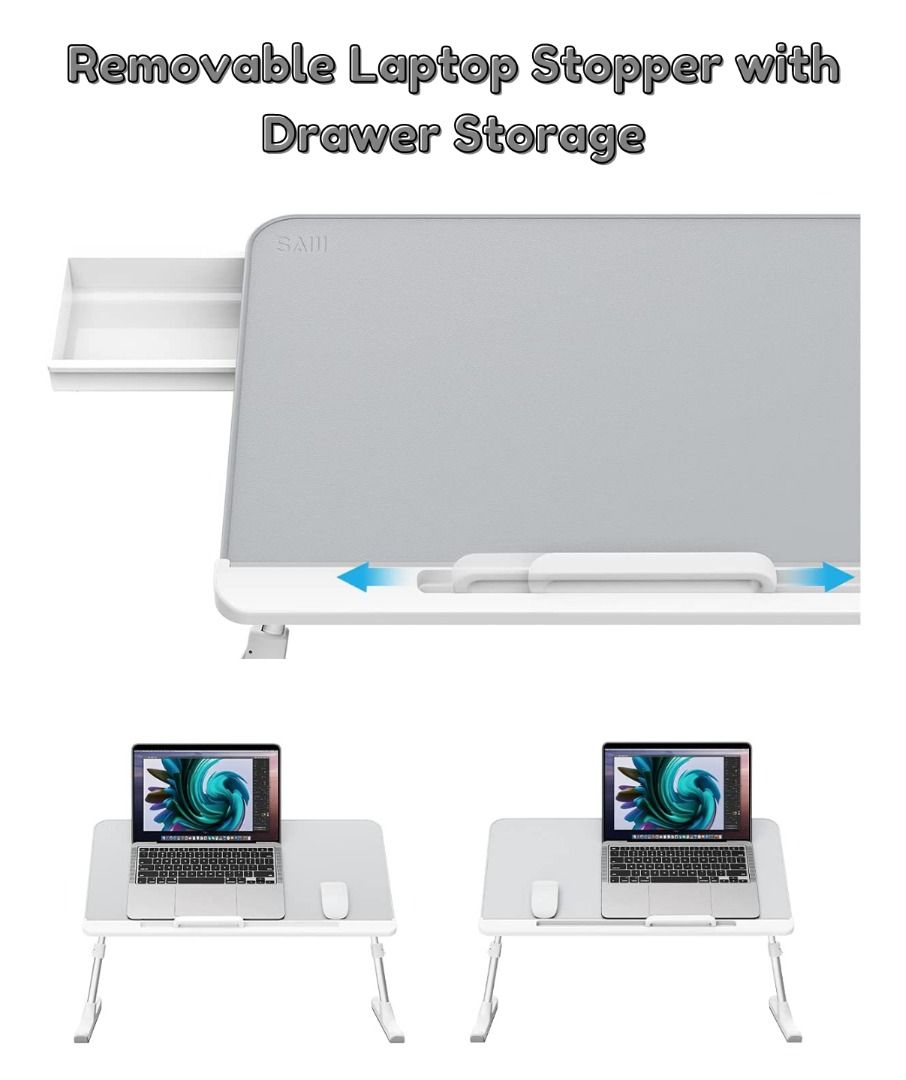 SAIJI K7M Foldable Laptop Table with Drawer/Storage. Portable and ...