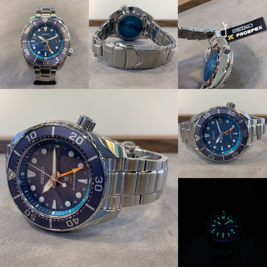 Seiko Prospex Sea Sumo Solar GMT Blue, Men's Fashion, Watches ...
