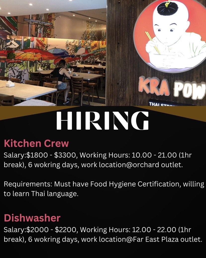 Service Crew Kitchen Crew and dishwasher, Jobs, Hospitality, F&B on ...