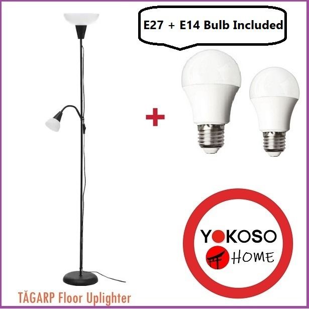Single & Double Light Standing Floor Lamp Uplighter with Bulb ...