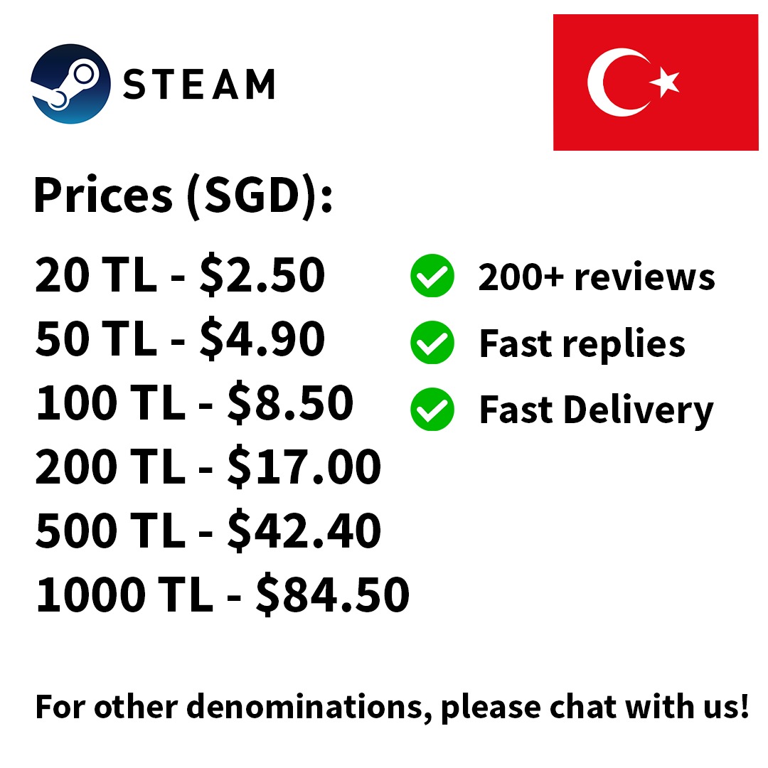 [CHEAPEST] Steam Turkey (TL) Wallet Market Top Up [READ DESCRIPTION ...