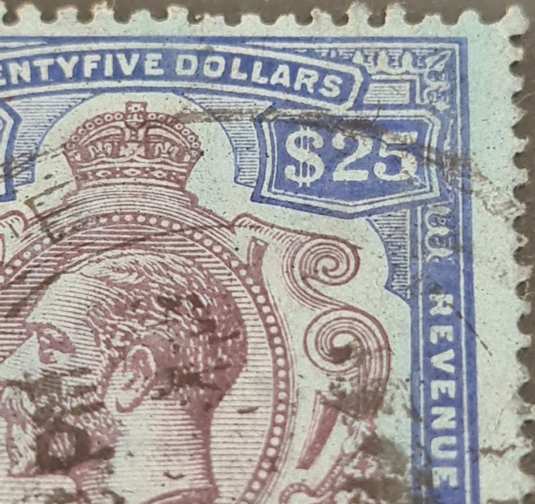 Straits Settlements 1923 King George V, $25, high value postally fine ...