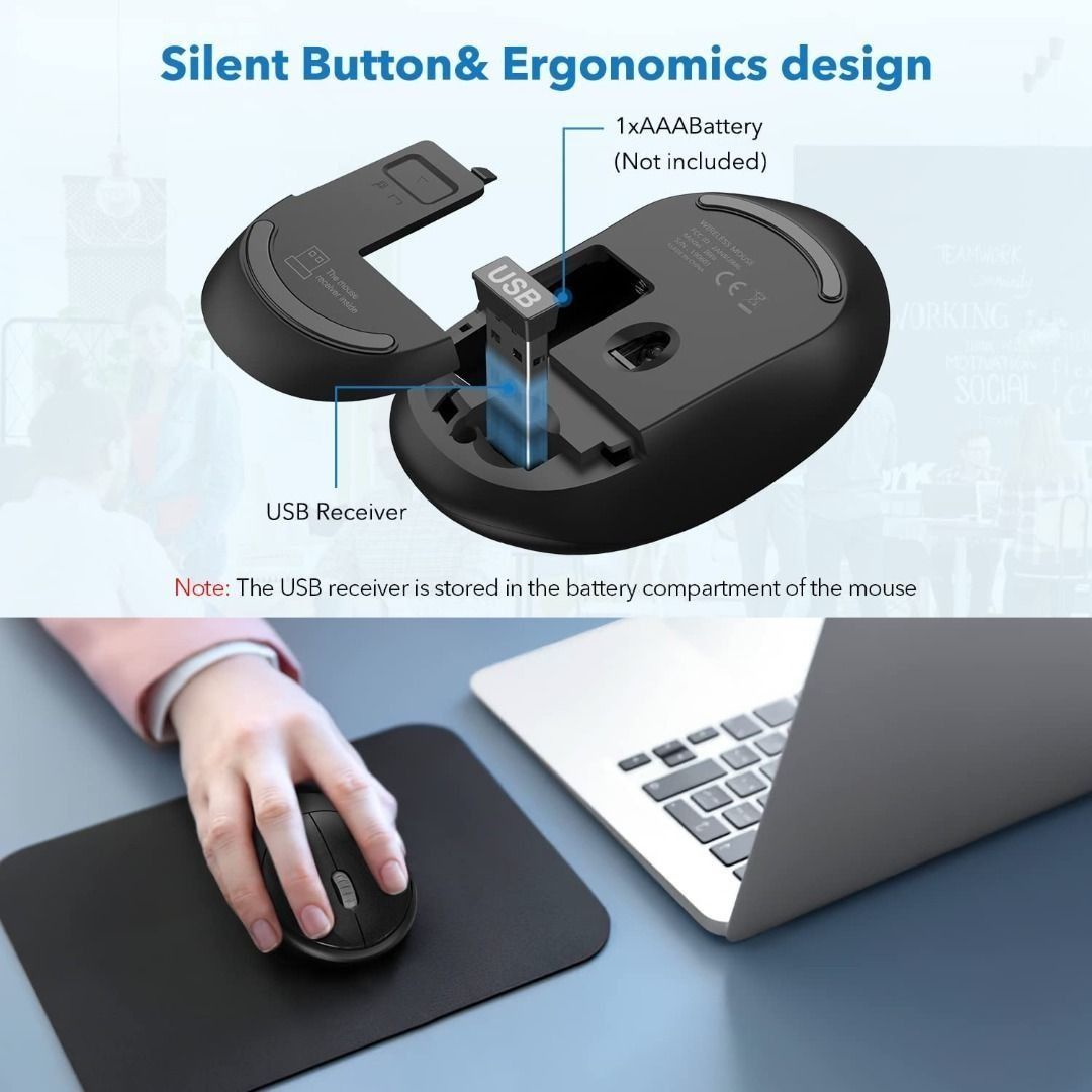 T618 Wisfox Full Size Wireless Mouse And Keyboard Combo 2 4ghz Silent Usb Wireless Keyboard