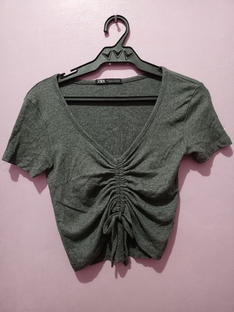 ZARA Adjustable Front String, Women's Fashion, Tops, Shirts on Carousell