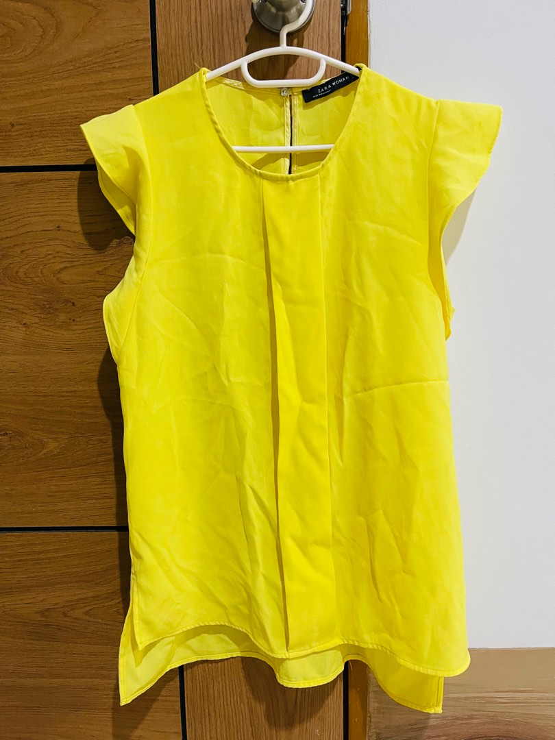 Zara Yellow Top, Women's Fashion, Tops, Blouses on Carousell
