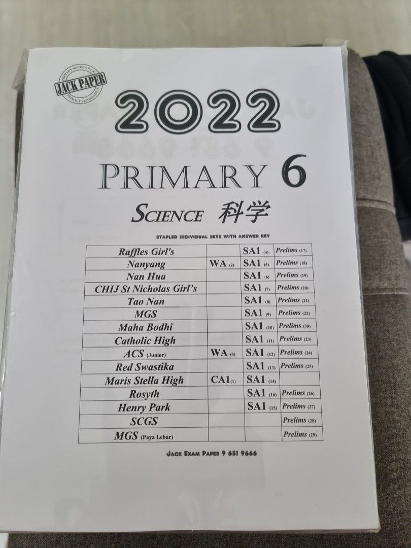 2022 P6 Science Pass Year Exam paper, Hobbies & Toys, Books & Magazines ...